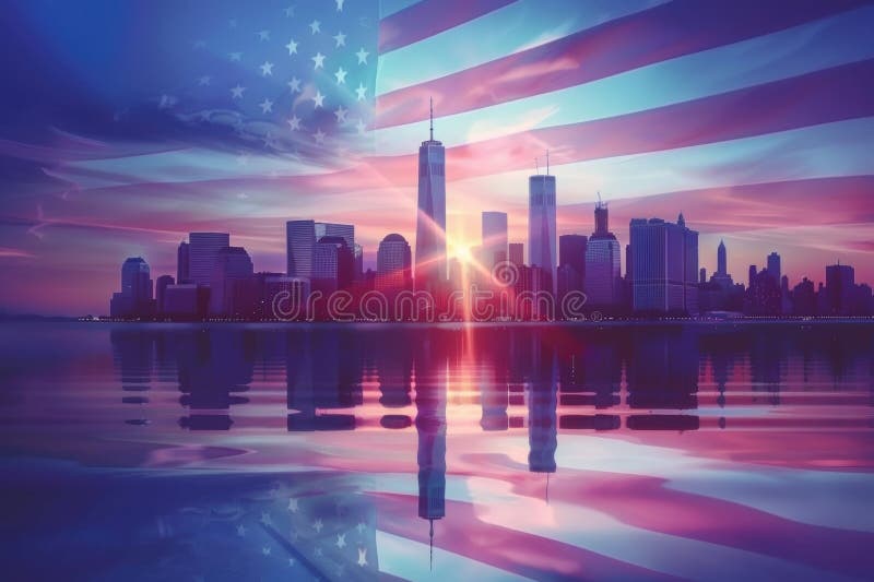 A Reflection of an American Flag in Calm Water Stock Image - Image of ...