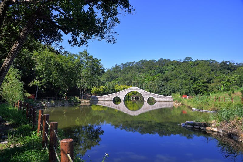 Reflection Arch Bridge. stock photo. Image of trapezoid - 155082662