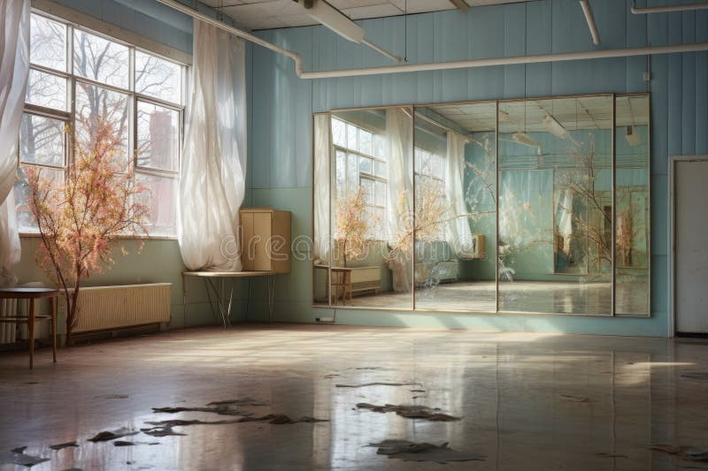 Reflection of Ballet Studio in Mirror Stock Illustration - Illustration ...