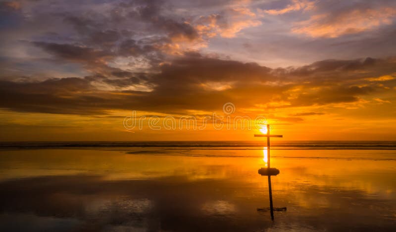 Reflection Beach Cross stock image. Image of christ, holy - 53355773