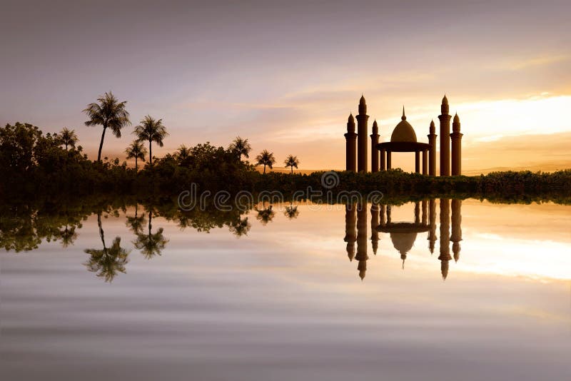 Reflection of Beautiful Mosque on the Water Stock Image - Image of ...