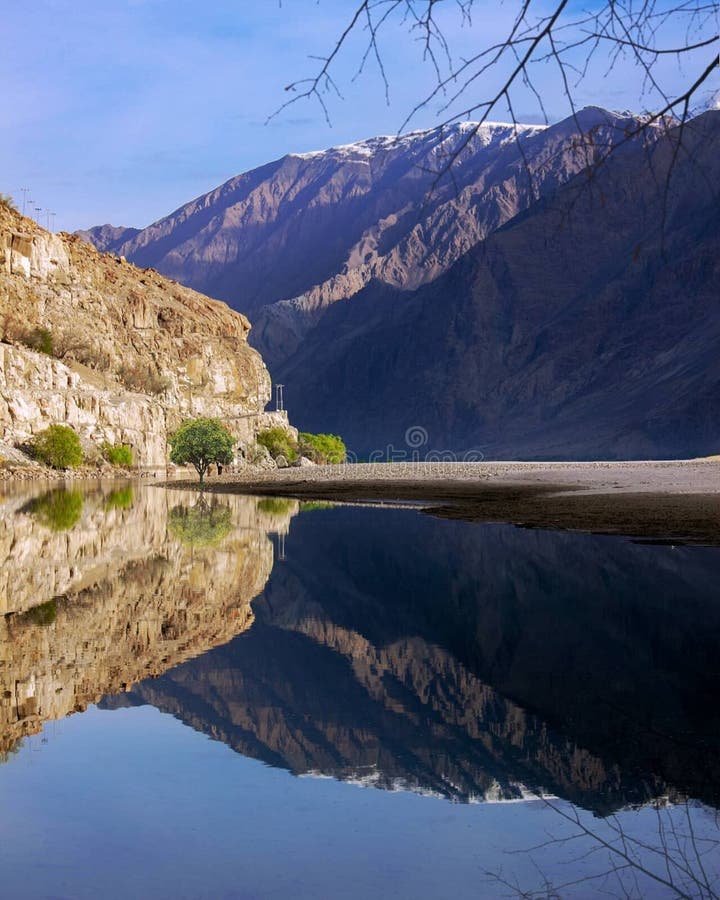 Reflection of Beautiful Shouk River Khaplu Ghanche Gilgit Baltistan. . . . . . Stock Photo ...