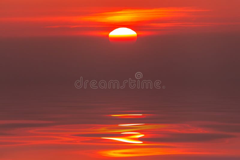Reflection of a Beautiful Sunset in Calm Water. Natural Background ...