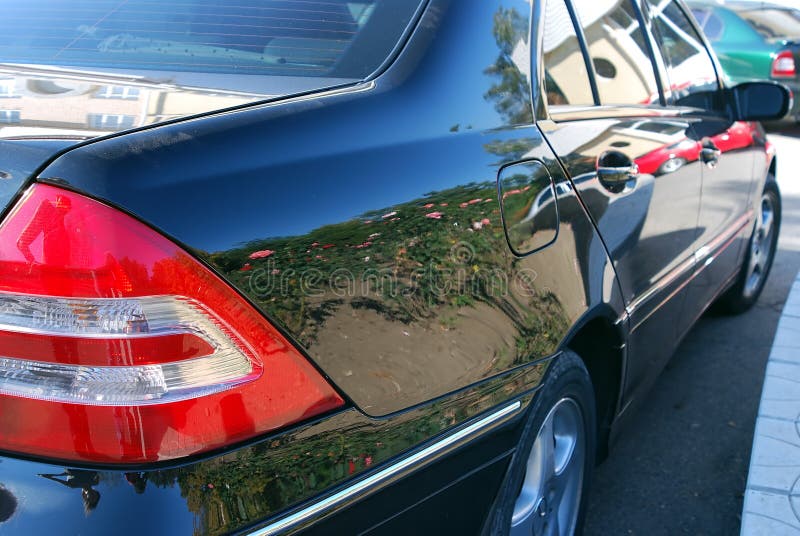Reflection on a black car stock photo. Image of parking - 23157184