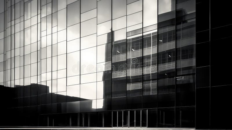 Reflection Black and White Buildings Stock Illustration - Illustration ...
