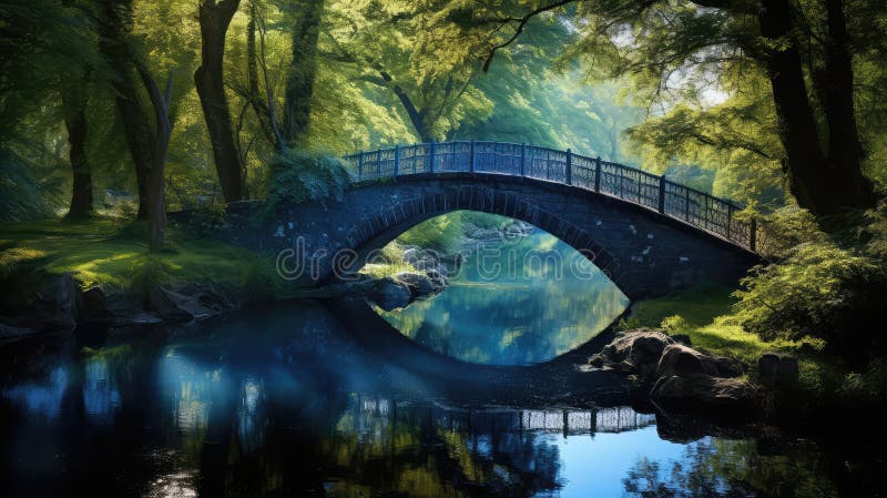 Reflection blue bridge stock photo. Image of iconic - 369669048