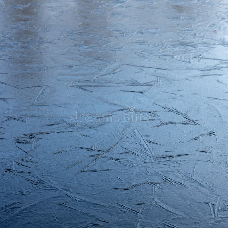 Reflection Blue Sky Frozen Surface Puddle Graphic Lines Stock Photos ...