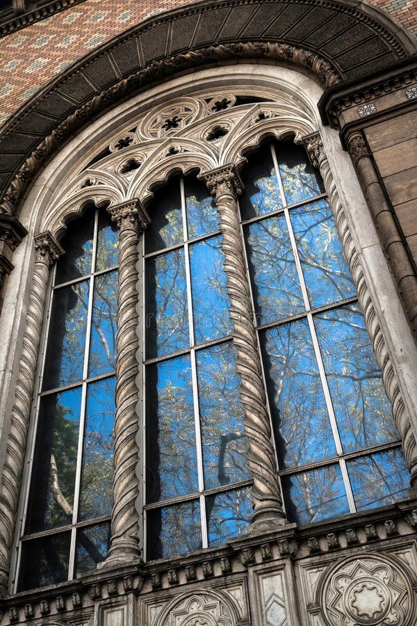 Reflection of Blue Sky in the Windows of the Historic House Stock Photo ...