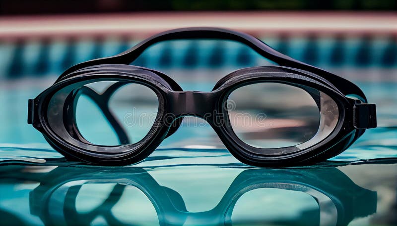 Reflection of Blue Swimming Goggles on Wet Plastic Generated by AI ...