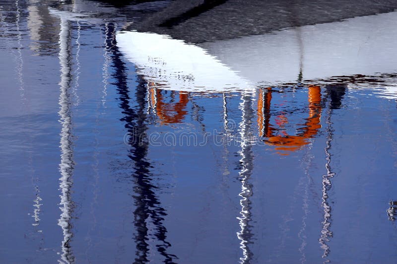 Reflection boat in water stock image. Image of blue, distortion - 5190165