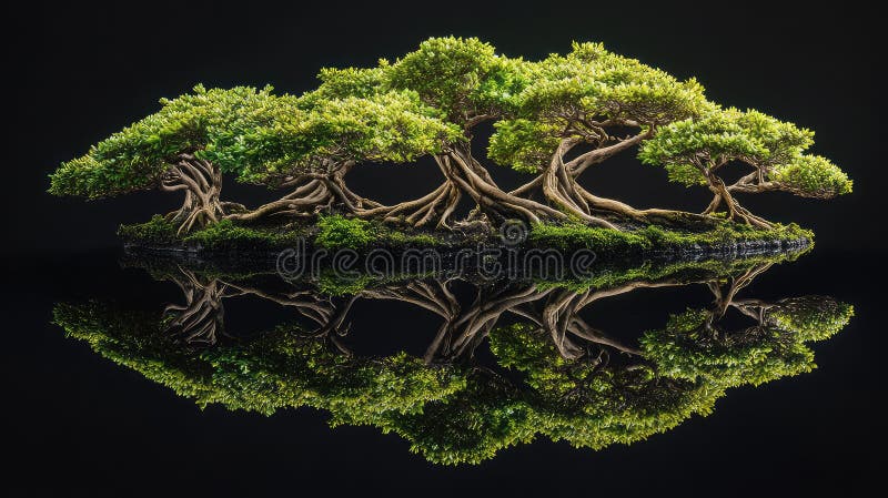 Reflection Bonsai Tree Circle Stock Illustration - Illustration of ...
