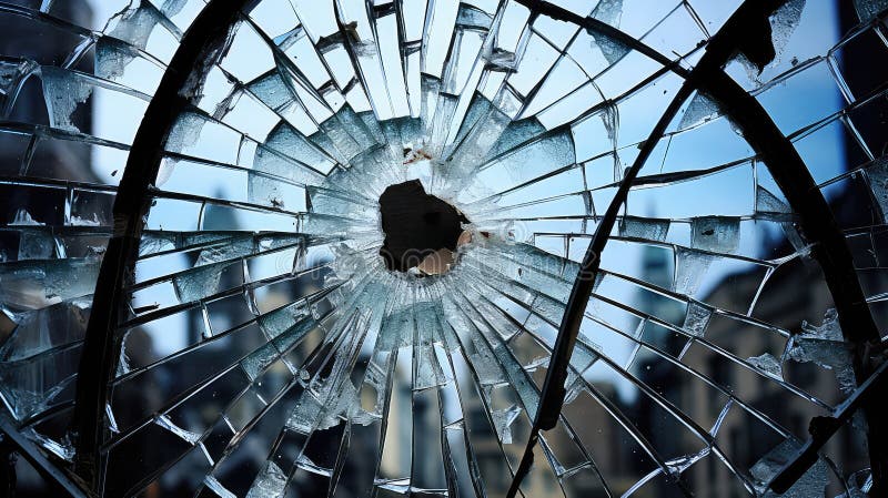 Reflection Broken Glass Window Stock Photo - Image of angles, window ...