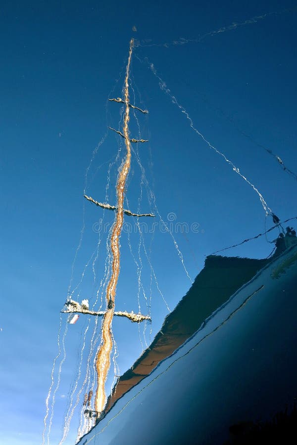 Reflection of a Brown Yacht Mast Stock Image - Image of design, detail ...