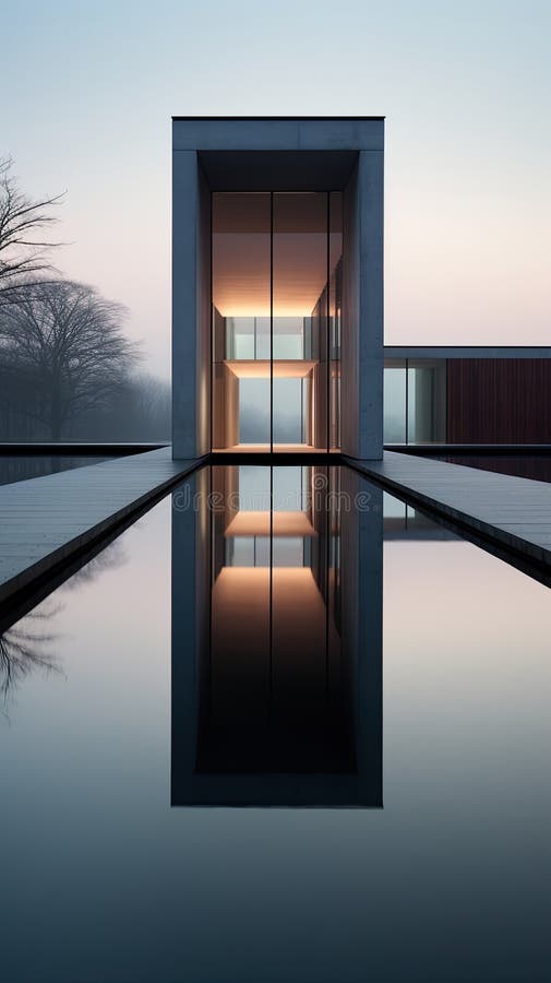 A Reflection of a Building in a Pool. Generative AI Image. Stock ...