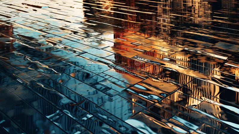 A Reflection of a Building in a Puddle of Water Stock Illustration ...