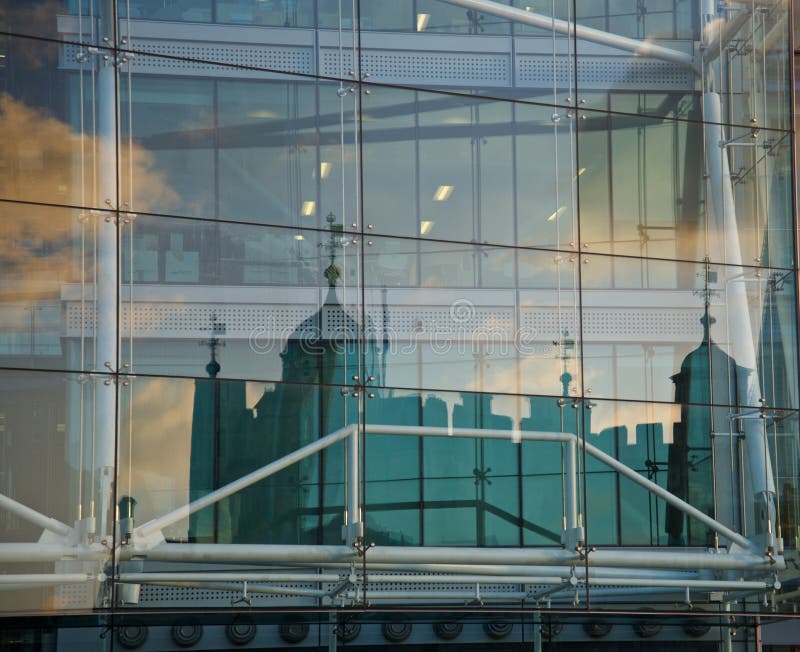Reflection from Building of Tower of London Stock Photo - Image of ...