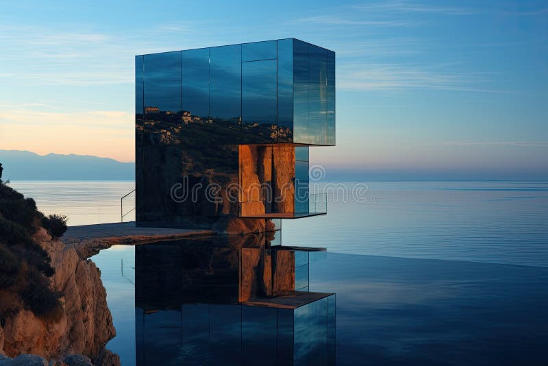 A Reflection of a Building in the Water. Generative AI Image. Stock ...