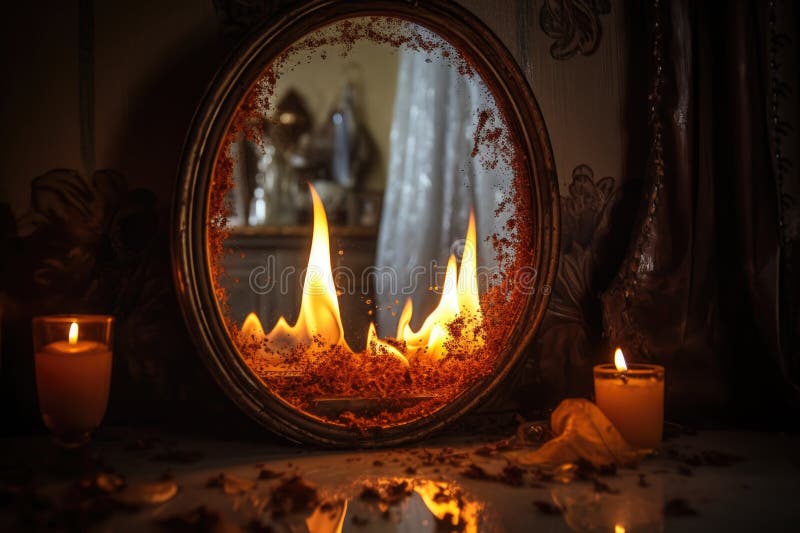 Reflection of Candle Flame in a Mirror Stock Illustration ...