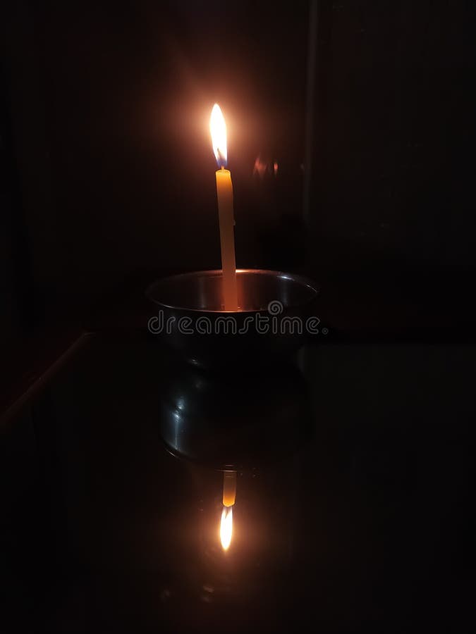 Reflection of a Candle Kept in Bowl Stock Image - Image of sparkler ...