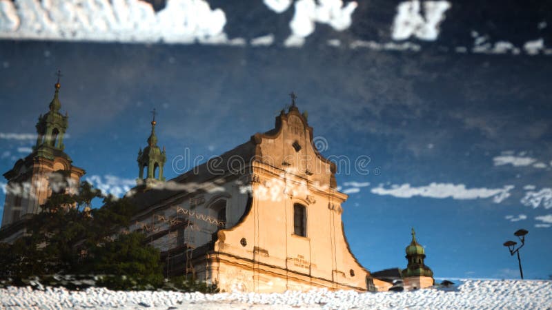 Reflection of church stock image. Image of church, tower - 106106967