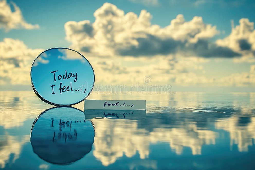 Reflection of a Circular Mirror with Handwritten Notes on a Serene ...