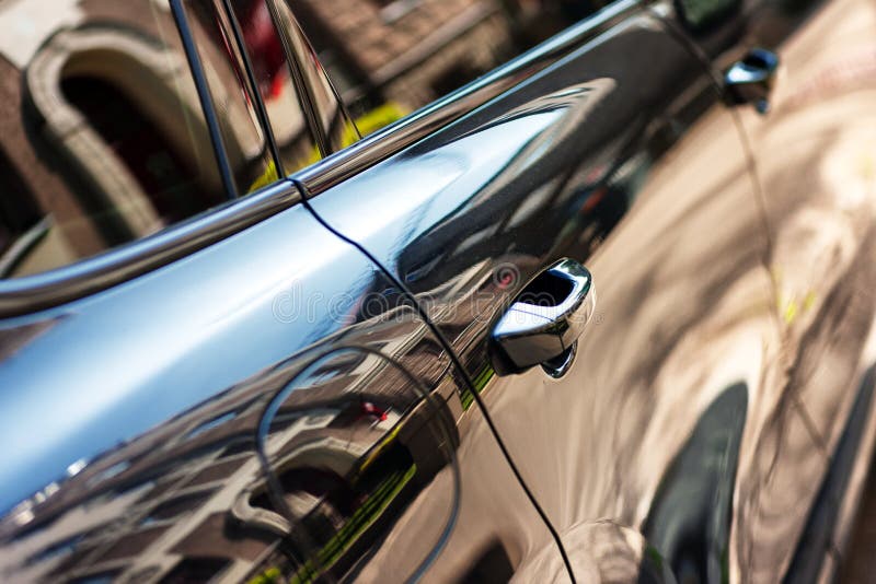 The Reflection of the City by Car Stock Image - Image of vehicle, black ...