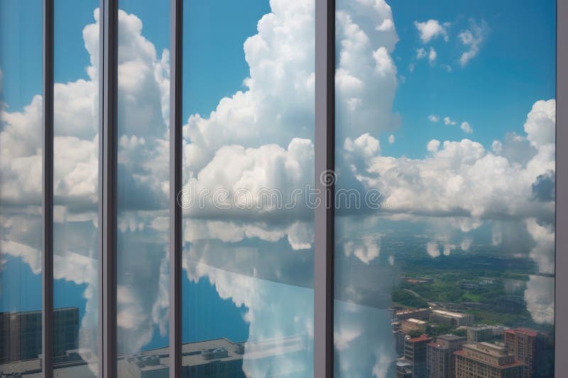 Reflection of Clouds on the Clean Glass of a High-rise Stock Photo ...