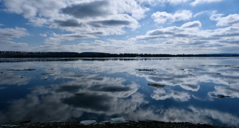 Reflection of Clouds in the Water during the Spring Ice Drift on the ...
