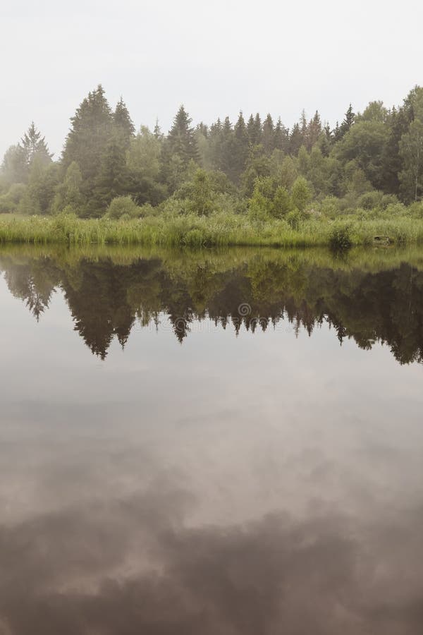 Surface of Calm Water with Reflection of Cloudy Sky Stock Photo - Image ...
