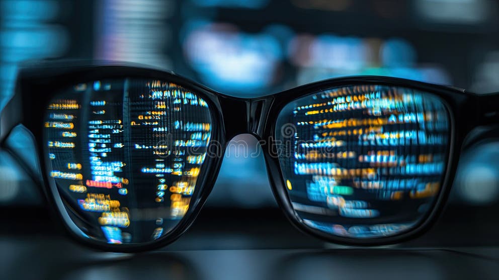 Reflection of Computer Code in Programmer S Glasses Stock Image - Image of digital, monitor ...