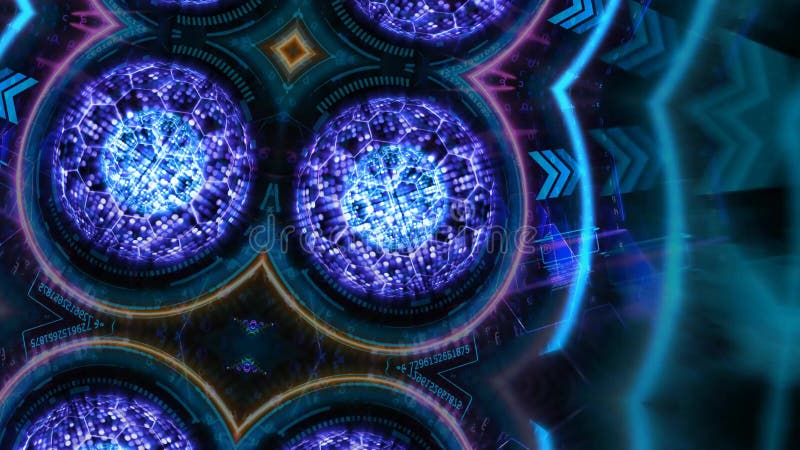 Cube Milllion Spot Light and Hexagon Wire Quantum Futuristic Computer ...