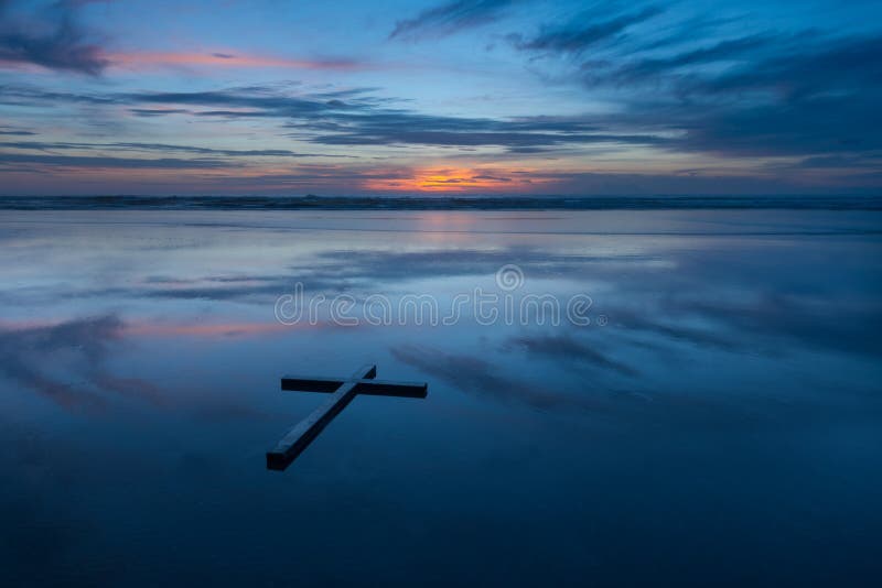 Cross Beach Reflection stock image. Image of symbol, ocean - 39167333