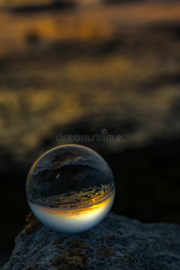 The Reflection on Crystal Ball during Sunset Stock Photo - Image of ...