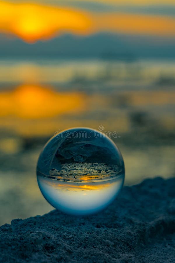 The Reflection on Crystal Ball during Sunset Stock Image - Image of ...