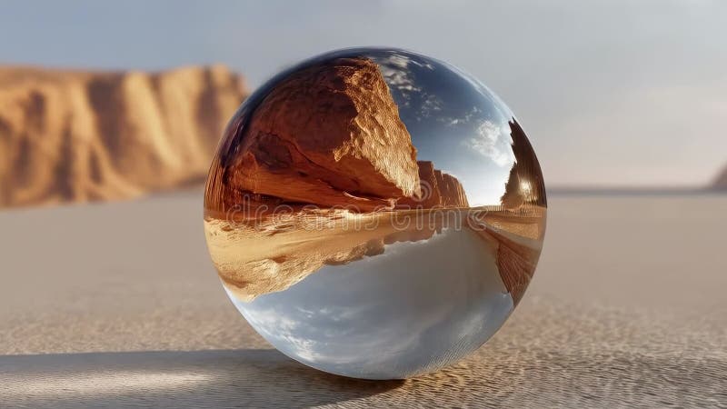 Desert Rock Reflection in Glass Sphere Stock Video - Video of isolated ...