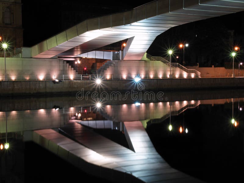 Reflection of Deusto Universitys Bridge Stock Image - Image of detail ...