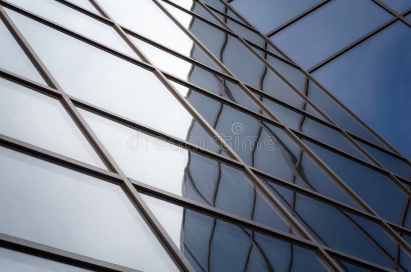 Reflection with Distortion in the Window of a Modern Tall Building ...