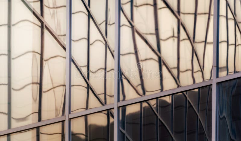 Reflection with Distortion in the Window of a Modern Tall Building ...