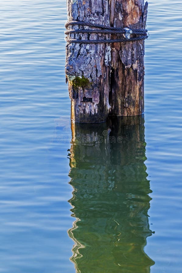 A Reflection of a Dock Post Stock Photo - Image of water, superior ...