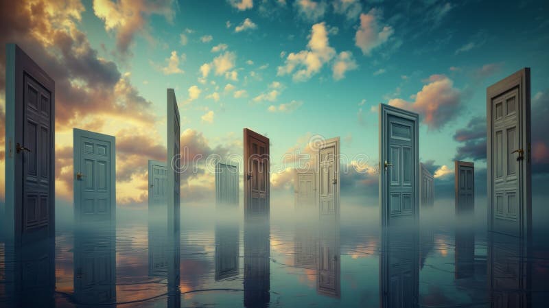Reflection of Doors in Watery Surface Stock Photo - Image of scenic ...