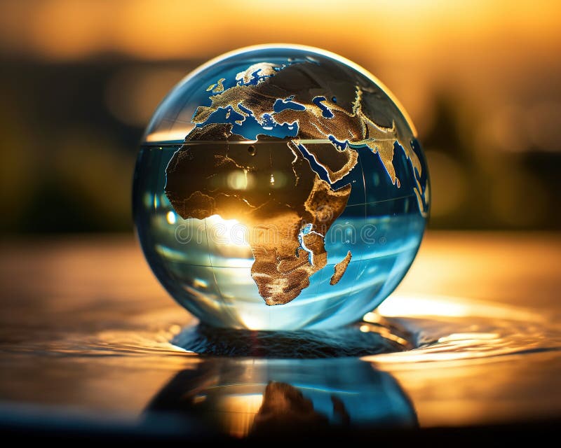 Reflection of Earth Inside a Massive Water Drop. Stock Illustration ...