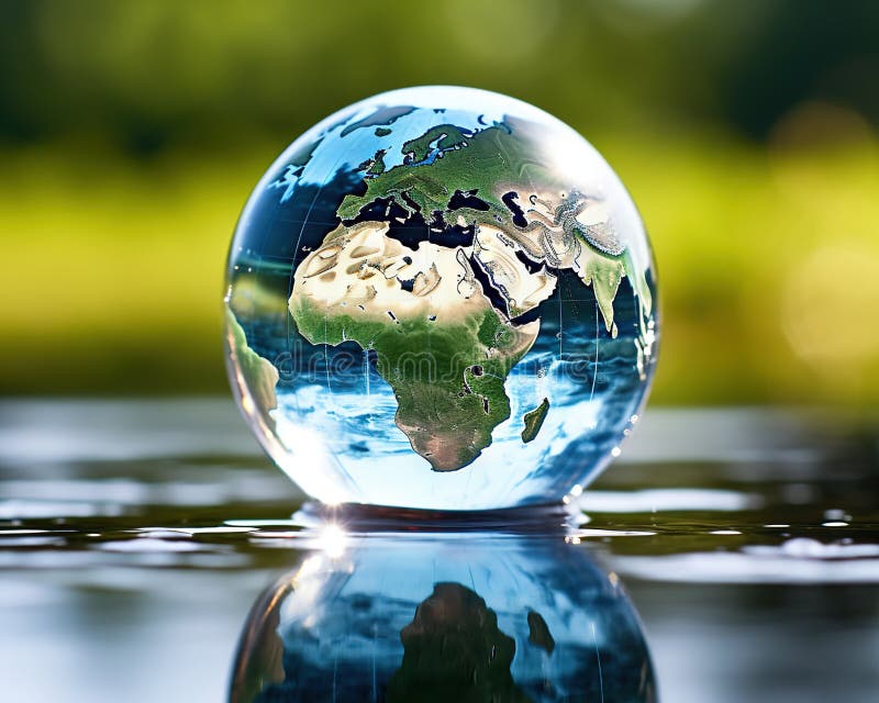 Reflection of Earth Inside a Massive Water Drop. Stock Illustration ...