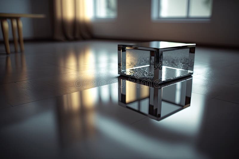Reflection of Empty Room on Shiny Tabletop, with Blurred Reflections ...