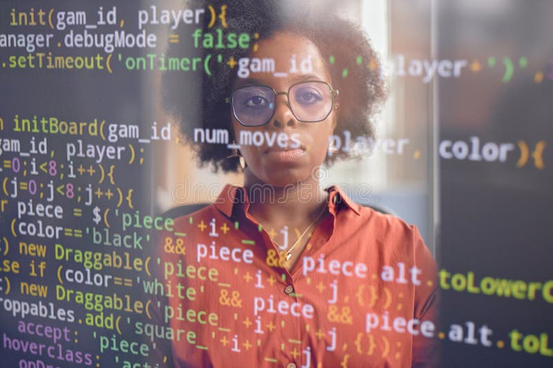 Reflection of Female Programmers Face in Computer Screen Stock Image ...