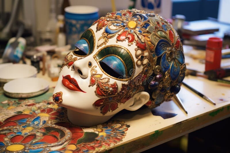 Reflection of a Finished Mask in the Mirror Stock Illustration ...