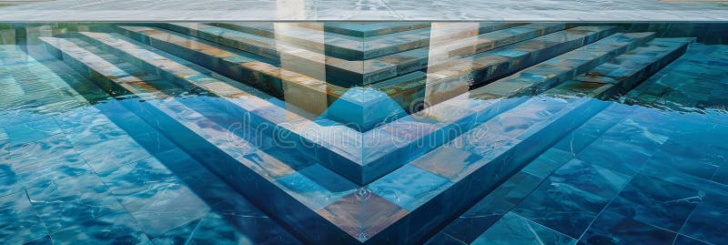 The Reflection of a Geometric Structure in a Crystal Clear Pool Creates ...
