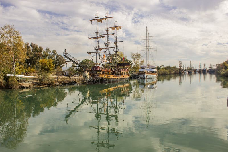 Reflection Ghost Ship. stock image. Image of background - 91932553