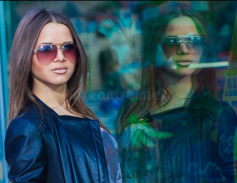 Reflection of a Girl in the Mirror Stock Photo - Image of thinking ...