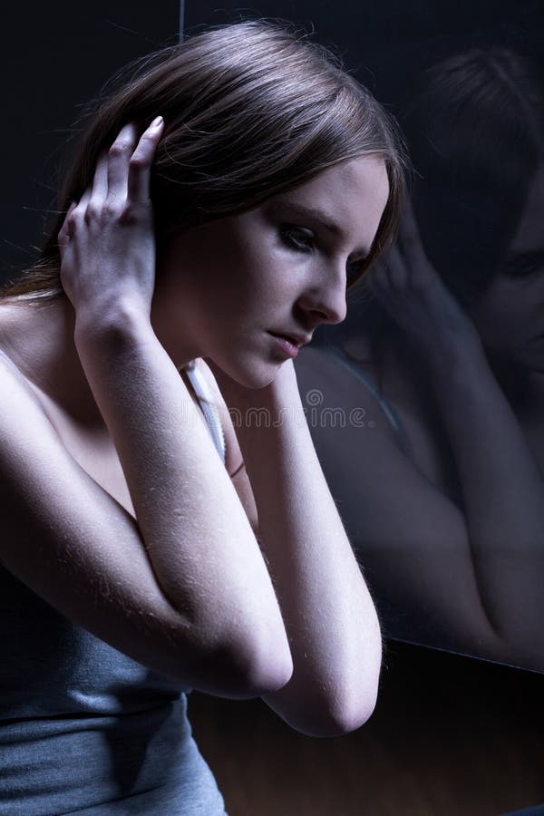 Reflection of Girl with Problems Stock Photo - Image of background ...