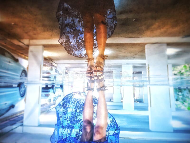 Reflection of Girl on Water Stock Image - Image of conceptual, standing ...